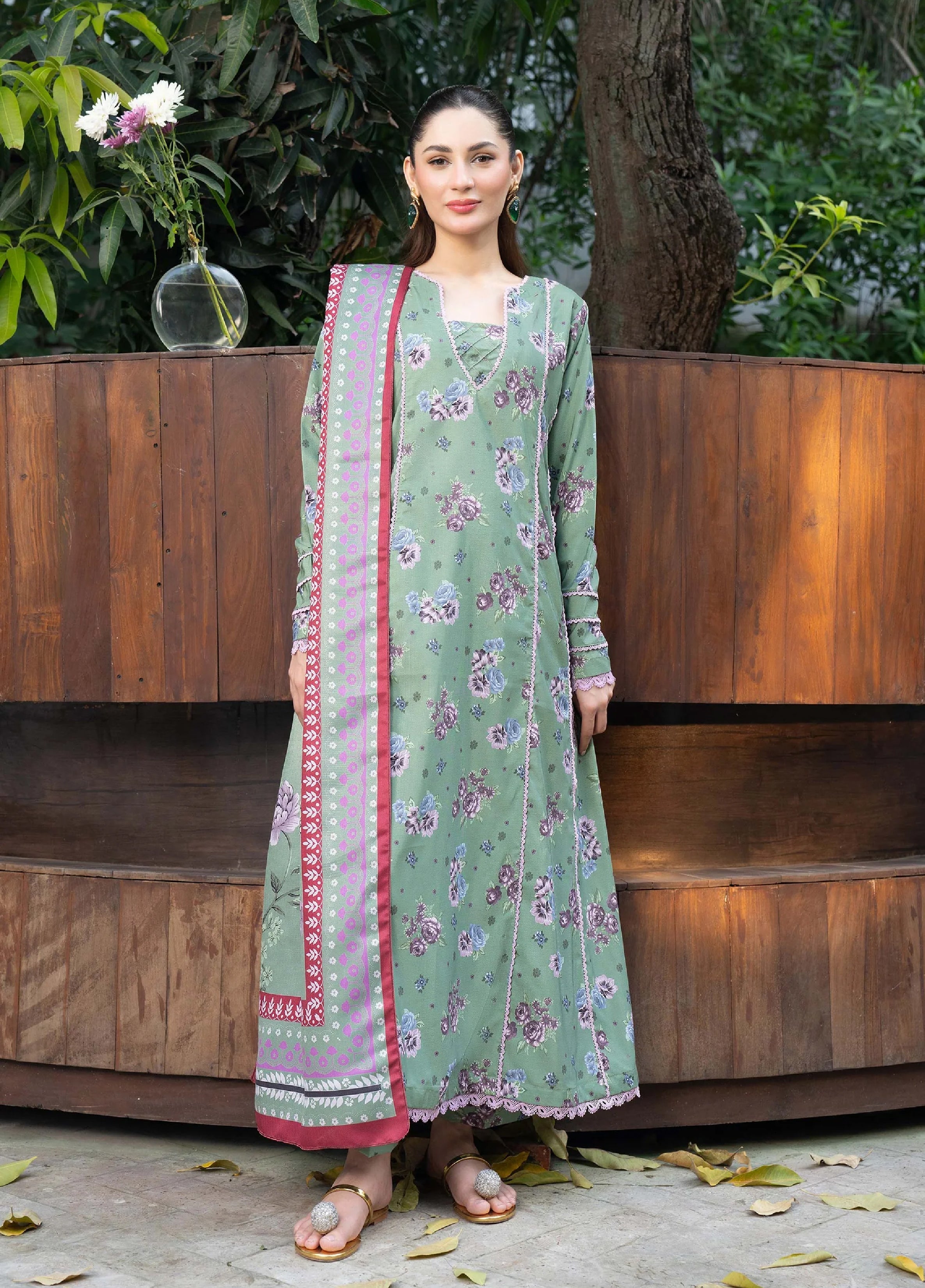 Mah e Noor Intermix by Panache 3 Piece Khaddar Pistachio Bloom - Winte ...