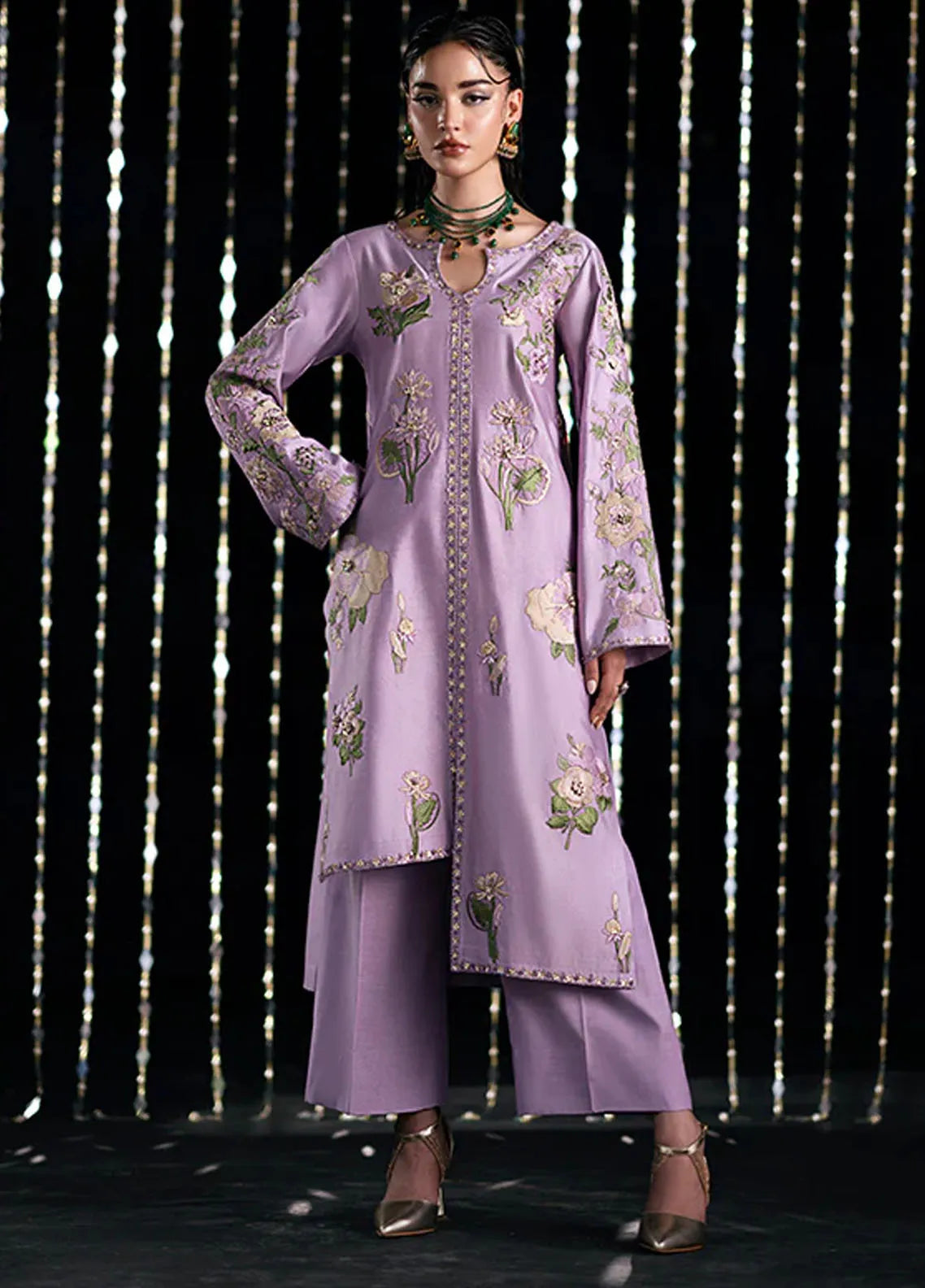 Fozia Khalid Pret Embroidered Cotton net 2 Piece Suit Luna – Sanaulla ...