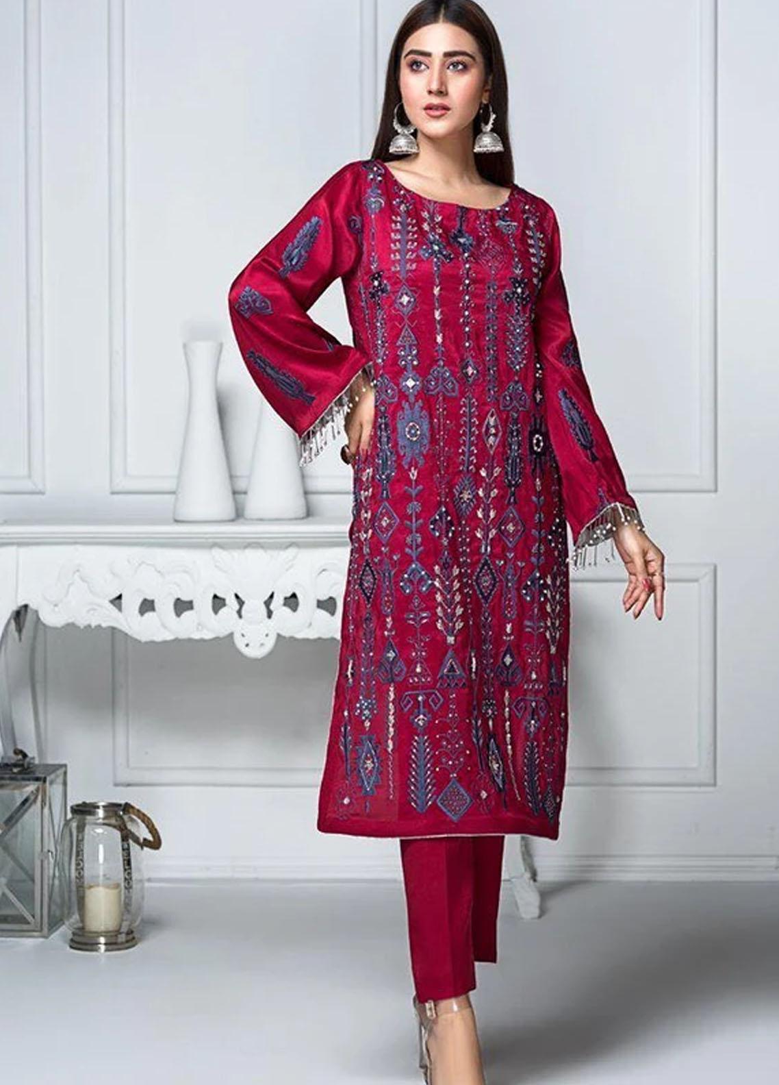 Hana Luxury Pret Embroidered Raw Silk 2 Piece Suit FL0007 Folk Lolk ...