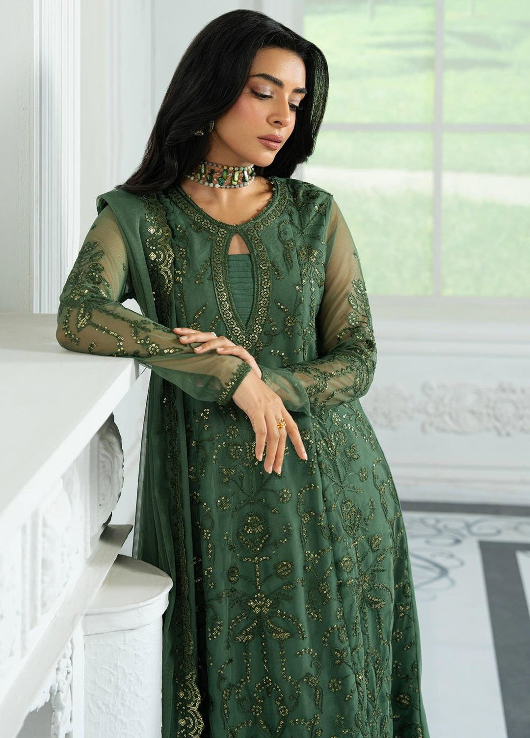 Inara by Zarif Embroidered Net Suits Unstitched 3 Piece ZR25UF ZRI-07 ...