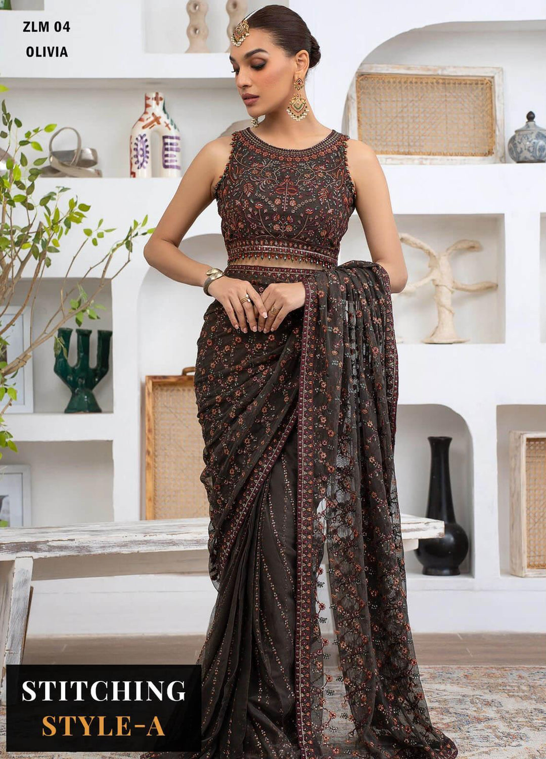 Meeral By Zarif Embroidered Net Suits Unstitched 3 Piece ZR25UF ZLM 04 ...