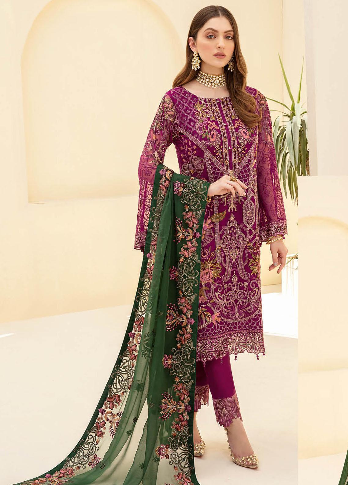 Rangoon by Ramsha Embroidered Chiffon Suits Unstitched 3 Piece RSH21RC ...