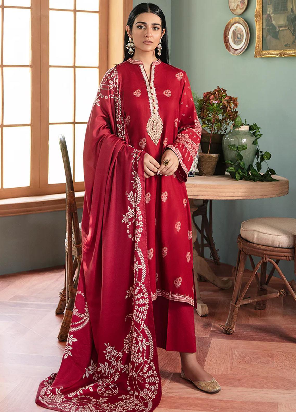 Sukoon By Cross Stitch Embroidered Cotton Satin Suits Unstitched 3 ...